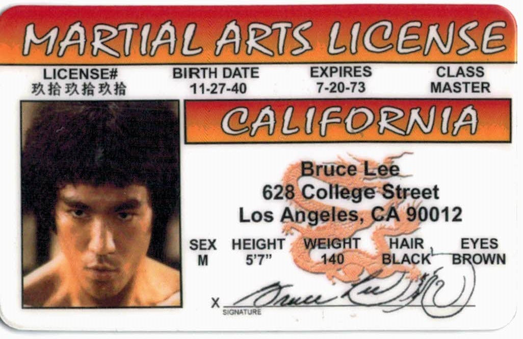 Bruce Lee Martial Arts License – ThisisHollywood